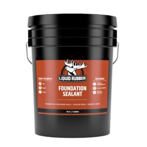 liquid rubber concrete foundation and basement sealant - indoor & outdoor waterproof coating, easy to apply, black, 5 gallon