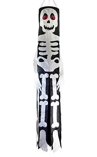 In the Breeze 5022 Buddy Windsock-Hanging Halloween Decoration, 60 Inches, Bones Skeleton