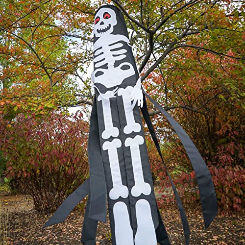 In the Breeze 5022 Buddy Windsock-Hanging Halloween Decoration, 60 Inches, Bones Skeleton