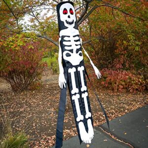 In the Breeze 5022 Buddy Windsock-Hanging Halloween Decoration, 60 Inches, Bones Skeleton