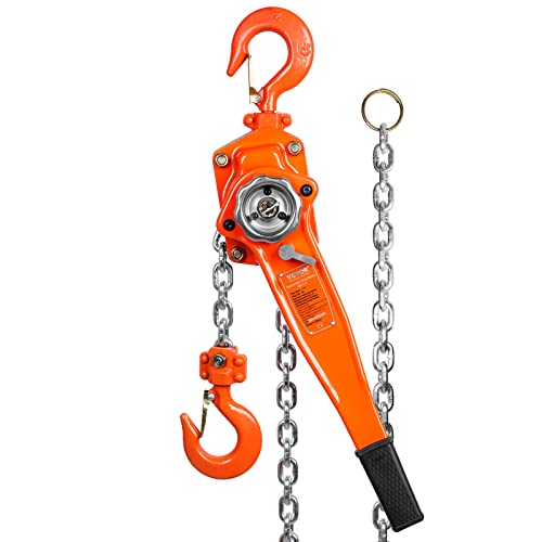 Happybuy Manual Lever Chain Hoist, 1-1/2 Ton 3300 lbs Capacity 20 FT Come Along, G80 Galvanized Steel with Weston Double-Pawl Brake,Auto Chain Leading & 360° Rotation Hook, for Garage Factory Dock