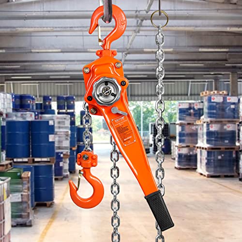 Happybuy Manual Lever Chain Hoist, 1-1/2 Ton 3300 lbs Capacity 20 FT Come Along, G80 Galvanized Steel with Weston Double-Pawl Brake,Auto Chain Leading & 360° Rotation Hook, for Garage Factory Dock