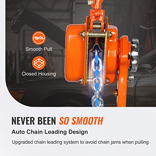 Happybuy Manual Lever Chain Hoist, 1-1/2 Ton 3300 lbs Capacity 20 FT Come Along, G80 Galvanized Steel with Weston Double-Pawl Brake,Auto Chain Leading & 360° Rotation Hook, for Garage Factory Dock