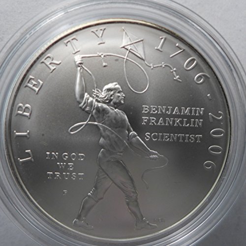 2006 P Benjamin Franklin Commemorative Uncirculated Scientist Silver Dollar $1 Mint State US Mint