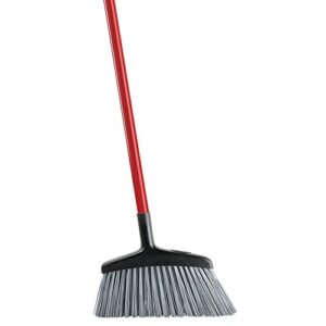 libman commercial 1102 rough surface angle broom, steel handle, 15" wide, red handle and gray bristles (pack of 6)