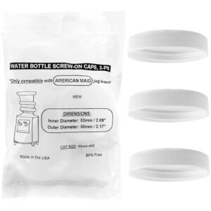 threaded/screw-on caps for 3 and 5 gallon water bottle jugs (3 pk) (53mm, white)