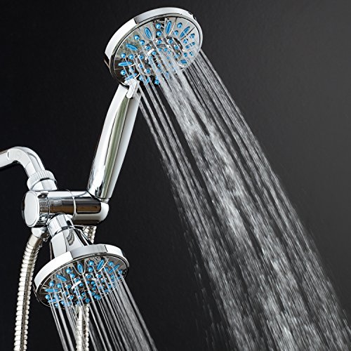 AquaDance Antimicrobial/Anti-Clog High-Pressure 30-Setting Combo Microban Nozzle Protection from Growth of Mold Mildew & Bacteria for Stronger Shower Aqua, Chrome/Wave Blue Jets