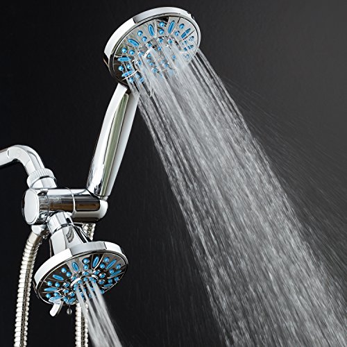 AquaDance Antimicrobial/Anti-Clog High-Pressure 30-Setting Combo Microban Nozzle Protection from Growth of Mold Mildew & Bacteria for Stronger Shower Aqua, Chrome/Wave Blue Jets