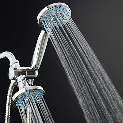 AquaDance Antimicrobial/Anti-Clog High-Pressure 30-Setting Combo Microban Nozzle Protection from Growth of Mold Mildew & Bacteria for Stronger Shower Aqua, Chrome/Wave Blue Jets