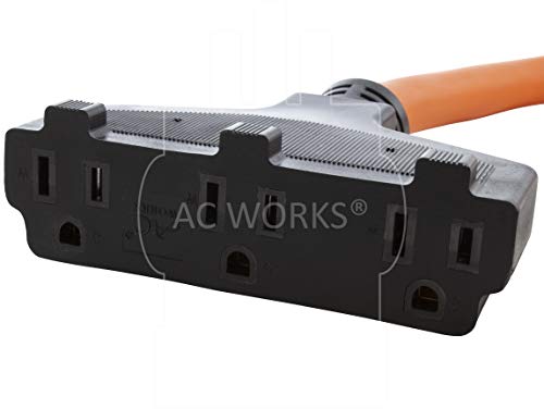 AC WORKS L5-30 30Amp 3-Prong Locking Generator Distribution Cord (1.5FT L5-30 to Tri-Household Flexible)