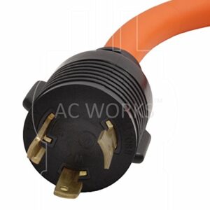 AC WORKS L5-30 30Amp 3-Prong Locking Generator Distribution Cord (1.5FT L5-30 to Tri-Household Flexible)