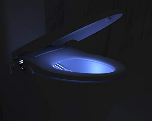 Alpha ONE V2 Bidet Seat - IMPROVED COLOR - Elongated - Non-Electric Dual Nozzles - Ultra Low Profile - Powerful Spray - EZ 1 Lever Control - Brass Valve and Fittings - LED Nightlight