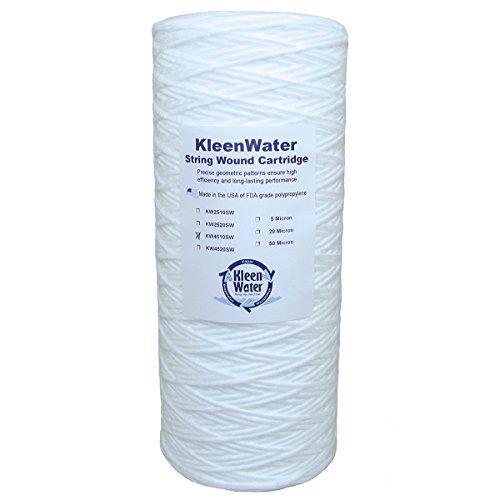 KleenWater KW4510SW String Wound Water Filter Replacement Cartridge, Dirt Rust Sediment Filtration, 5 Micron 4.5 x 10 Inch, Made in the USA, Set of 4