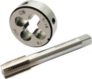 9/16-18 unf tap and die set 4 flutes hss bottom taper riight hand thread tap and round thread die set