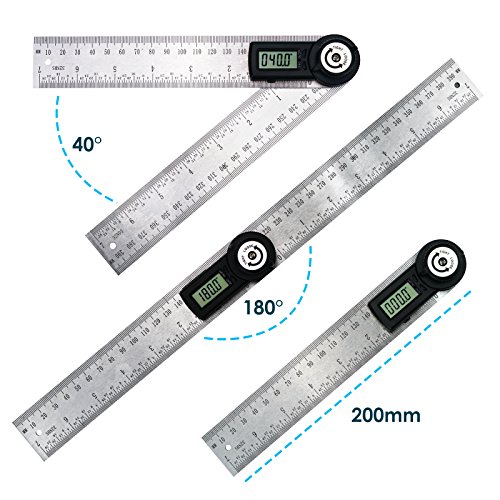 Digital Angle Finder 200mm Ruler Gauge 360 Degree Measure for Woodworking Machinist Handyman Carpenters Home DIY