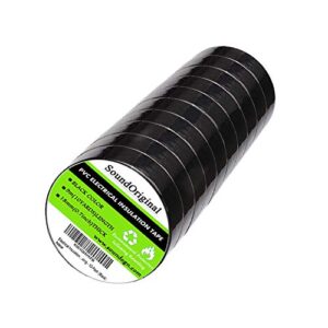 soundoriginal black electrical tape 10 pack 3/4-inch by 30 feet, voltage level 600v dustproof, adhesive for general home vehicle auto car power circuit wiring black