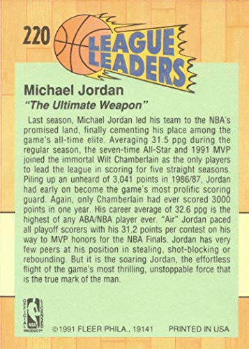 1991-92 Fleer #220 Michael Jordan Basketball Card - League Leaders