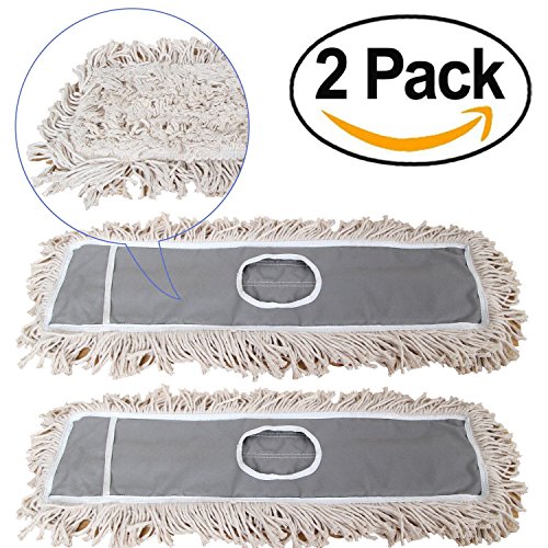 JINCLEAN 2 Pack of 24 Cotton Refills for Industrial Class Floor Dust mop Series Can be fit with Others