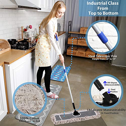 JINCLEAN 2 Pack of 24 Cotton Refills for Industrial Class Floor Dust mop Series Can be fit with Others