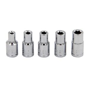 5pcs e torx star female bit socket set 1/4" drive e4 -e8