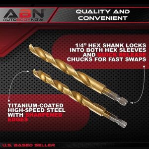 ABN 1/4in Hex Shank Drill Bit Set 30pc - Quick Change Titanium Twist Drill Bit Set, Impact Hole Drilling 1/16 to 1/2in