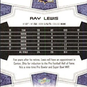 2008 Score Super Bowl XLIII Blue #27 Ray Lewis - Football Card