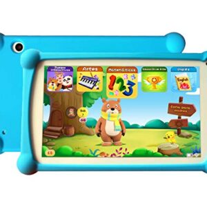 BBPAW Kids Tablet, Learning Games 7 inch 16GB WiFi Android GMS Tablet with Educational Games, with Protective Case-Blue