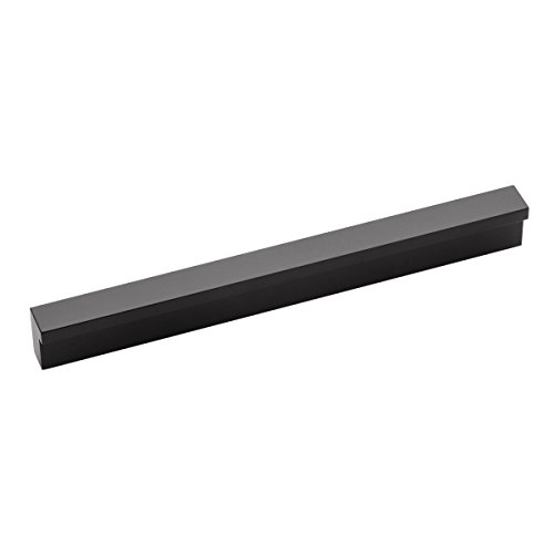 Hickory Hardware 1 Pack Solid Core Kitchen Cabinet Pulls, Luxury Cabinet Handles, Hardware for Doors & Dresser Drawers, 5-1/16 Inch (128mm) Hole Center, Flat Onyx, Streamline Collection