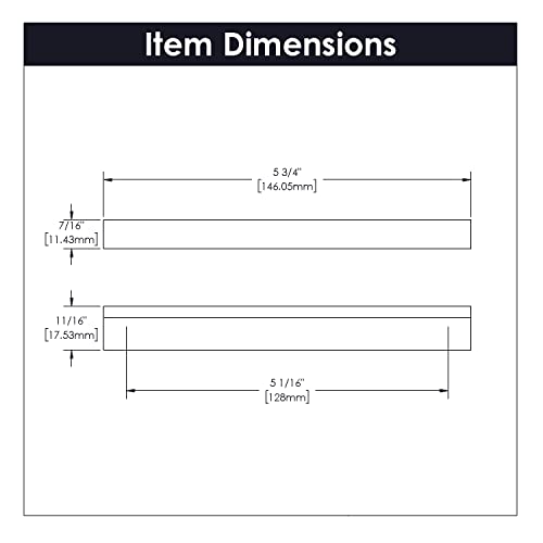 Hickory Hardware 1 Pack Solid Core Kitchen Cabinet Pulls, Luxury Cabinet Handles, Hardware for Doors & Dresser Drawers, 5-1/16 Inch (128mm) Hole Center, Flat Onyx, Streamline Collection