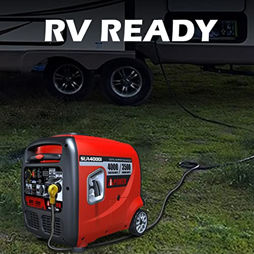 A-iPower SUA4000i 4000 Watt Portable Inverter Generator Gas Powered, Small with Quiet Operation RV Ready for Camping, Tailgate, or Home emergency