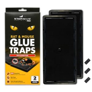 kingman prime rat mouse rodent pest glue trap (large size) tray heavy duty (1 pack/ 2 traps) with connectors