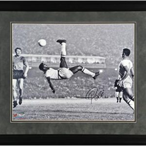 Pele Brazil Framed Autographed 16" x 20" Bicycle Kick Photograph - Suede Matting - Autographed Soccer Photos