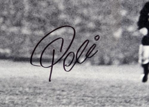 Pele Brazil Framed Autographed 16" x 20" Bicycle Kick Photograph - Suede Matting - Autographed Soccer Photos