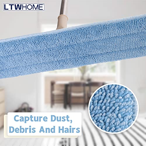 LTWHOME 24" Microfiber Commercial Mop Refill Pads in Blue Fit for Wet or Dry Floor Cleaning (Pack of 6)