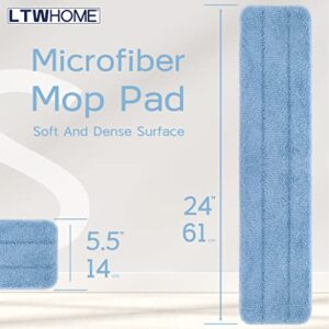 LTWHOME 24" Microfiber Commercial Mop Refill Pads in Blue Fit for Wet or Dry Floor Cleaning (Pack of 6)