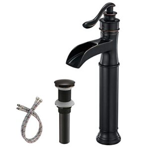 bwe waterfall spout oil rubbed bronze single handle one hole bathroom sink vessel faucet orb lavatory faucets deck mount tall body commercial