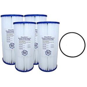 kleenwater kw4510br 5 micron dirt/sediment water filter cartridge, made in usa, set of 4 filters and (1) o-ring