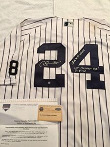 new york yankees gary sanchez signed inscribed game used 1st rbi jersey steiner - mlb game used jerseys