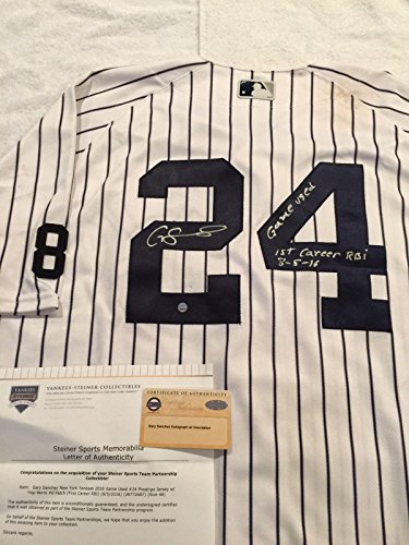 New York Yankees Gary Sanchez Signed Inscribed Game Used 1st Rbi Jersey Steiner - MLB Game Used Jerseys