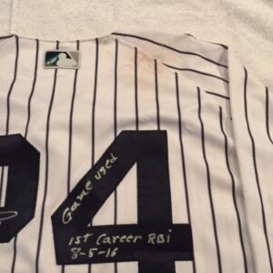 New York Yankees Gary Sanchez Signed Inscribed Game Used 1st Rbi Jersey Steiner - MLB Game Used Jerseys