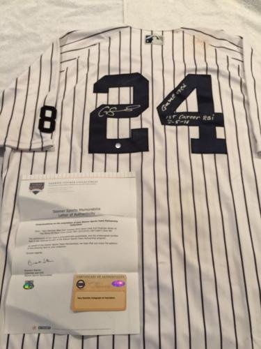 New York Yankees Gary Sanchez Signed Inscribed Game Used 1st Rbi Jersey Steiner - MLB Game Used Jerseys