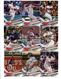 2017 topps series 1 & 2 boston red sox team set of 26 cards: rick porcello(#28), xander bogaerts(#61), henry owens(#69), dustin pedroia(#130), mookie betts(#161), rick porcello(#178), yoan moncada(#210), david ortiz(#229), mookie betts(#242), jackie bradl