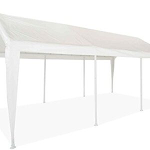 Impact 10' x 20' Portable Carport Garage Canopy, Outdoor Party Tent with 8 Dressed Legs, White