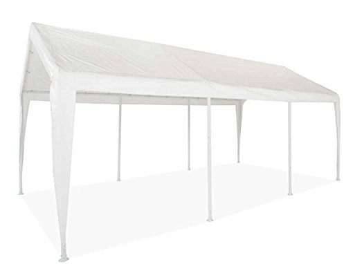 Impact 10' x 20' Portable Carport Garage Canopy, Outdoor Party Tent with 8 Dressed Legs, White