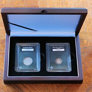 Display box for two NGC/PCGS/Premier/Lil Bear Elite Coin Slab Mahogany Matte Finish