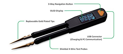 LCR Research Pro1 Plus - 100KHz LCR Meter with 0.1% Accuracy/LED Tester/ESR Meter/Smart SMD Tweezers