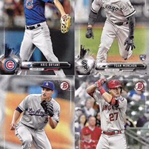 2017 Bowman Baseball Series Complete Mint 100 Card Set made by Topps with Rookies and Stars including Bryce Harper, Mike Trout, Aaron Judge, Andrew Benintendi plus