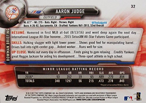 2017 Bowman Baseball Series Complete Mint 100 Card Set made by Topps with Rookies and Stars including Bryce Harper, Mike Trout, Aaron Judge, Andrew Benintendi plus