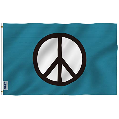 ANLEY Fly Breeze 3x5 Foot Peace Symbol Flag - Vivid Color and Fade Proof - Canvas Header and Double Stitched - World Peace Flags Polyester with Brass Grommets 3 X 5 Ft