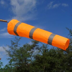 CrocSee Airport Windsock Outdoor Hanging Heavy Duty Orange Rip-Stop Wind Sock Windsocks with Reflective Belts Length(30")